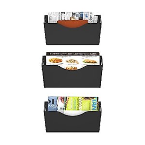 BSJYMJIAJU Magnetic File Holder, 3 Pockets, Black, Metal