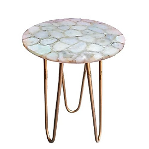 18" Inch Round White Agate Coffee Table with Hair Pin Style Metal Base, Agate Table Top, Agate Round Coffee Table, Agate Side Table Home Decor