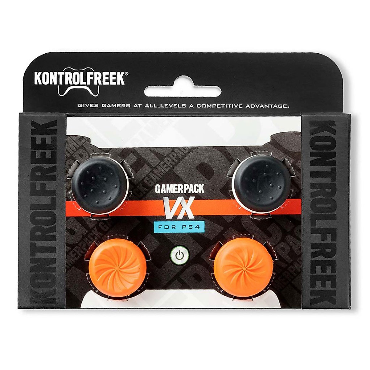 KontrolFreek GamerPack VX for PlayStation 4 (PS4) Controller | Performance Thumbsticks | 3 High-Rise, 1 Mid-Rise Concave | Black/Orange