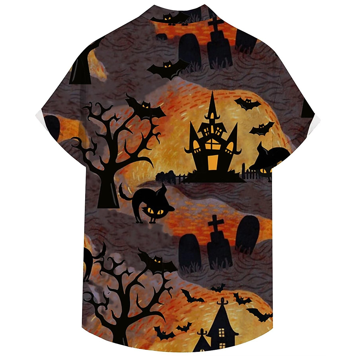 WHO IN SHOP Men's Halloween Shirts Cute Scary Horror Short Sleeve Button Up Shirt