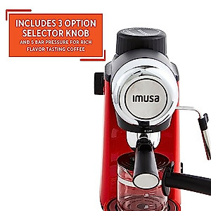 Imusa 4 Cup Epic Electric Espresso/Cappuccino Maker (Cafe Cubano, Cortadito, Colada, Cafe con Leche), Red