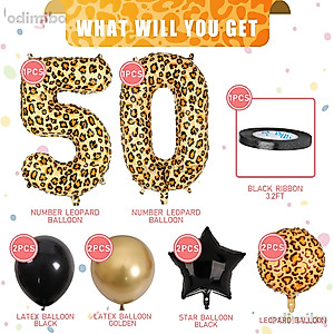 Leopard Print Number 50 Balloons Kit Birthday Party Decorations Cheetah Theme Large Foil Mylar Helium 50th Balloon Big Birthday Party Supplies