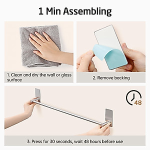 KES Adhesive Towel Bar 20-Inch Bathroom Towel Holder No Drill Stick on Towel Hanger Contemporary Style Wall Mount SUS 304 Stainless Steel Brushed Finish, A7000S50B-2