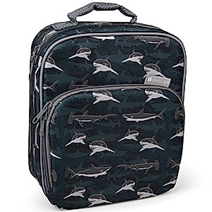 Insulated Lunch Box w Snack Pocket & Water Bottle Holder- Boys or Kids School Lunchbox Tote Keeps Food Hotter or Colder Longer- Reusable Bag Fits Most Bento Boxes Ice Packs Nesting Containers - Shark