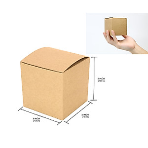 Oletx 25 Pcs Brown Paper Gift Boxes, Small Candy Boxes Bulk, 3x3x3 inch Gift Box with Lids, Goodie Treat Boxes for Party Favors, Birthday Gifts, Wedding Gifts