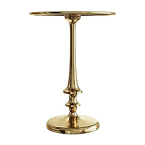 Lavish Home Side Table - Iron Pedestal Table with Antiqued Brass Finish for Couch, Loveseat, Entryway, or Bed - Vintage Living Room Furniture