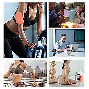 YRAKOZIN Water Bottle Silicone Pouch for Stanley Tumbler 20-30-40oz Accessories, Compatible with Stanley Fanny Pack, Sports Storage Shoulder Bag (Brown)