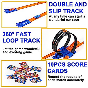 Race Car Track Set, Two-Player Competitive Car Race Track Toys for Kids, 2 High Speed Race Cars, 360° Loop Track Car Toys for Boy Girls Christmas Birthday Gift (B Race Car Set)