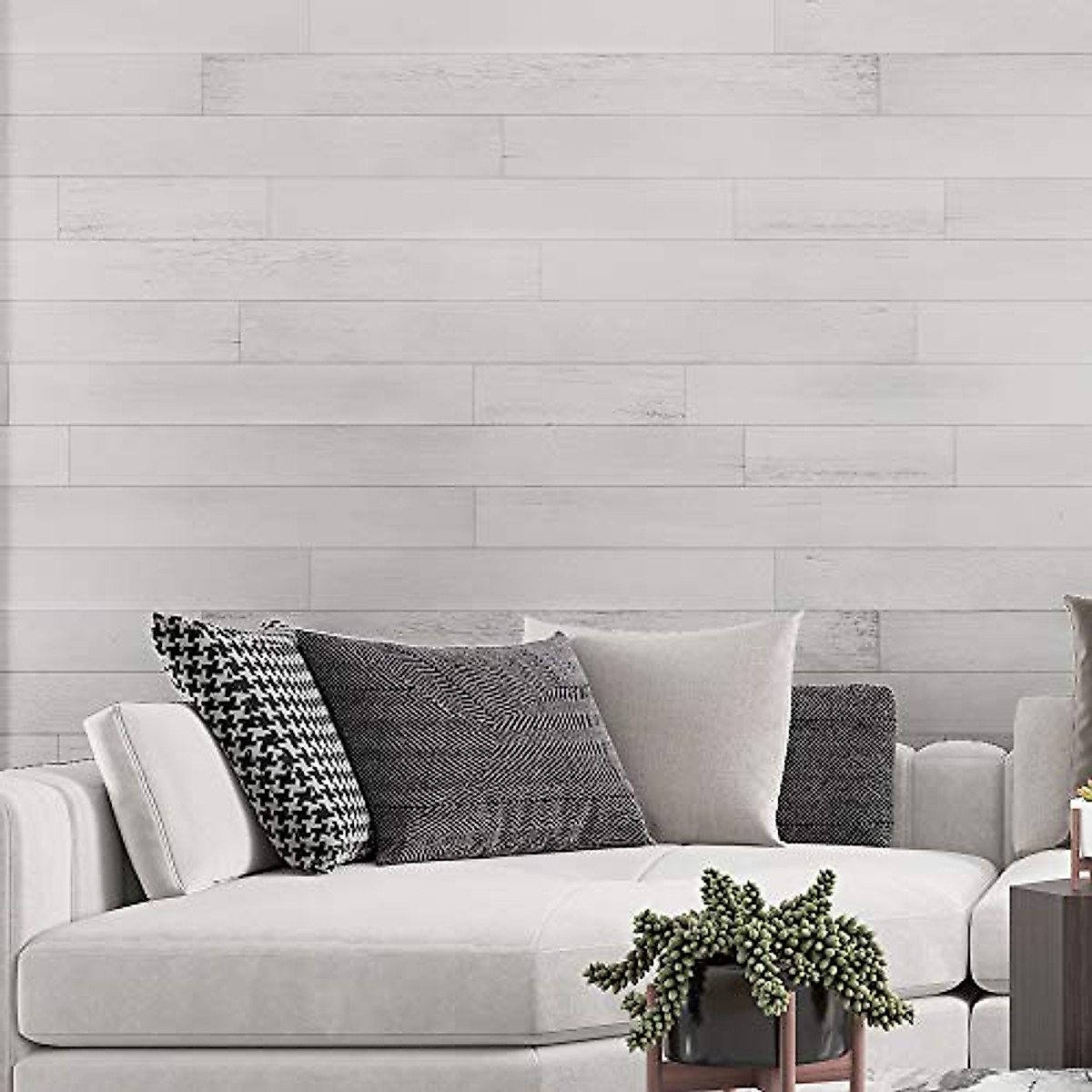 Art3d 10-Sheets Peel and Stick Reclaimed Barn Wood Planks for Wall, White-Washed (16 Sq Ft)