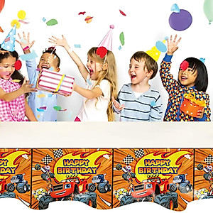 Chuntianli 2Pcs Blaze and The Monster Tablecloth Disposable Tablecover Birthday Party Supplies and Decorations for Kid Boy Baby Shower Rectangle Tables 70"X42",2 Pack