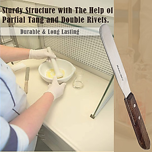 A2Z-WHS6 Stainless Steel Lab Spatula with Wooden Handle, 6" Blade, 1" Blade Width, 10.4" Total Length