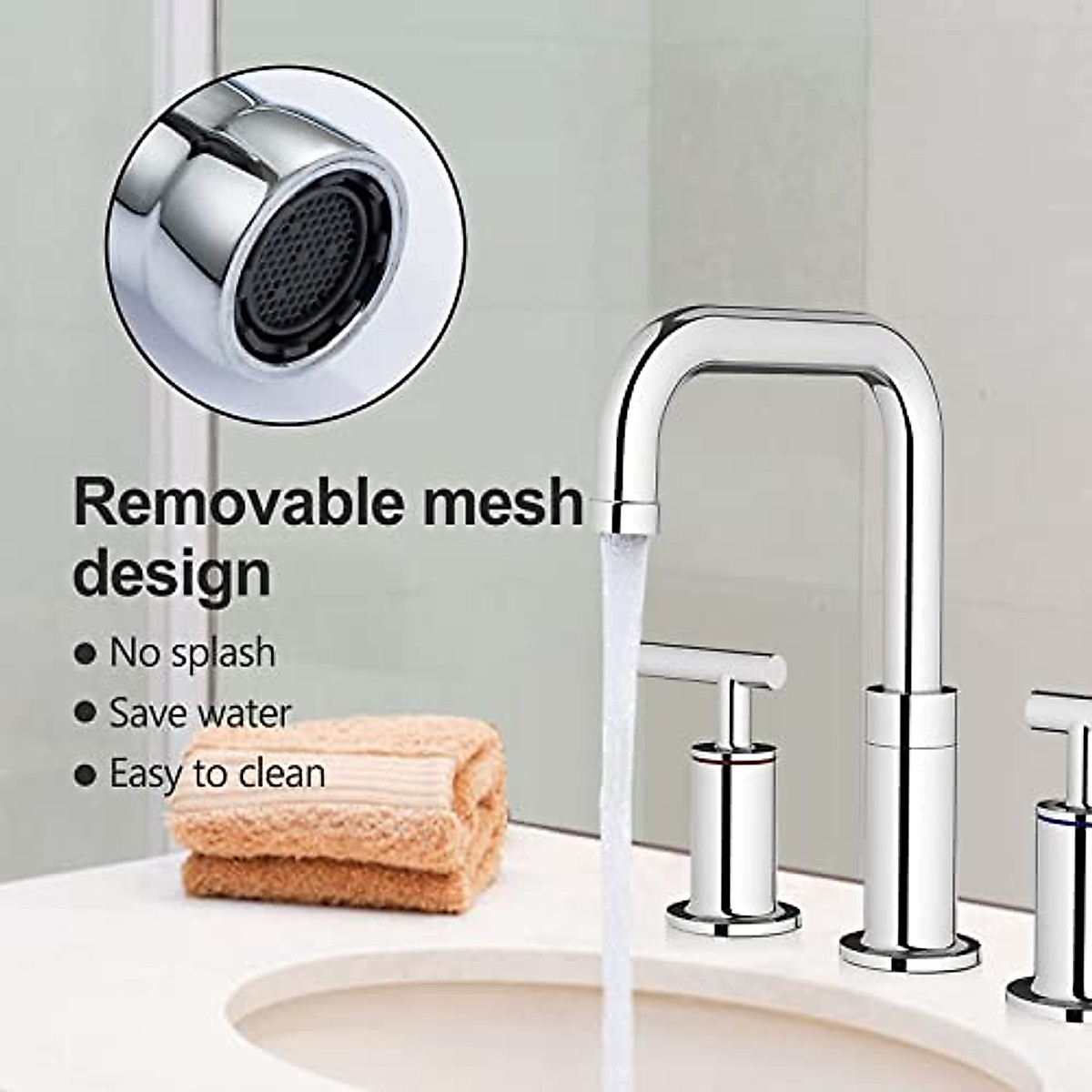 Bathroom Faucet, HOMELODY 2 Handles Bathroom Faucet Chrome, 8 inch Widespread Faucet for Bathroom Sink, 3 Hole Bathroom Sink Faucet Bath Sink Faucet with Pop Up Drain