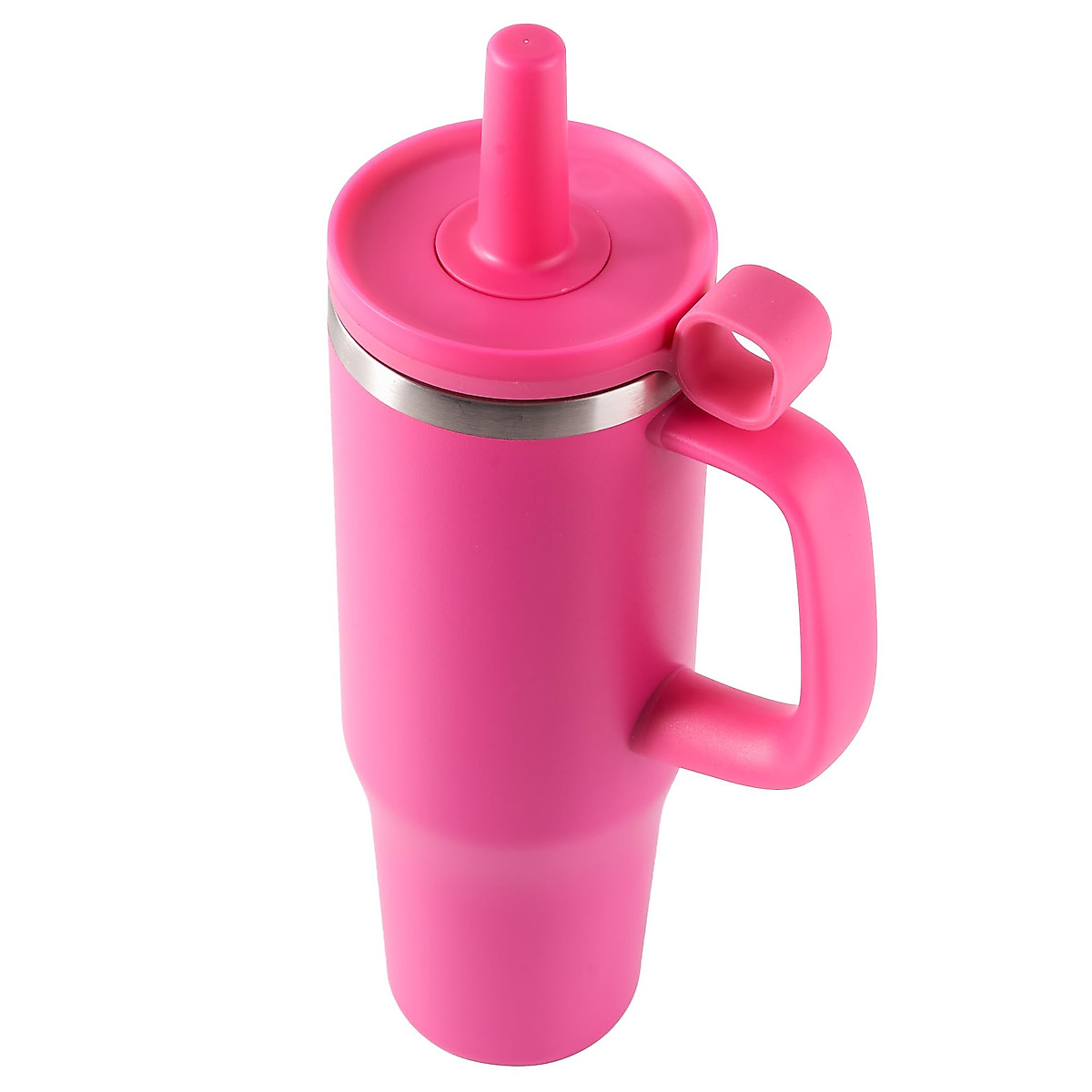 40oz Tumbler, Insulated Stainless Steel Water Bottle with Straw, Cover Cap, Leak Proof Travel Tumbler with Handle, BPA-Free, Cupholder Friendly, Gifts for Women & Men, Passion Pink