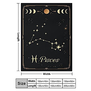 wvihgku Pisces Constellation Blanket Astrology Sign Throw Blanket, Lightweight Microfiber Blanket Birthday Graduation to Mom Gifts for Women Men 50x40 in