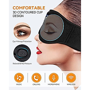 MUSICOZY Sleep Headphones Bluetooth Sleep Mask 3D Wireless Music Sleeping Headphones Headband Eye Mask Sleep Earbuds for Side Sleepers Mom Men Women with Speakers Cool Tech Gadgets Gifts
