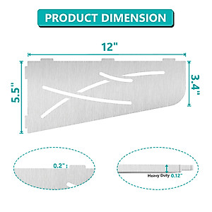 Qeke Shower Corner Shelf 304 Stainless Steel 12" Corner Shelf Bathroom Shampoo Holder for Shower Floating Corner Shelf for Wall, No Drilling, Brushed Nickel