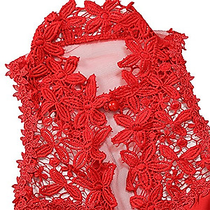 GlorySunshine Women's Sheath Sexy Lace Backless Mermaid Bridal Flare Dress (M, New Red)