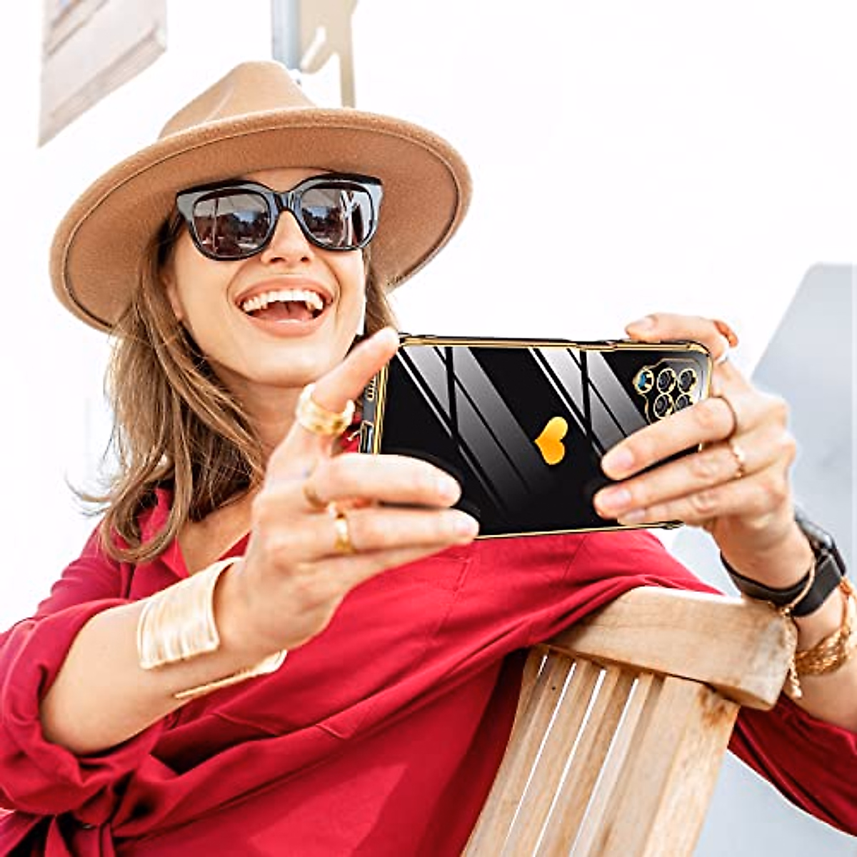 LeYi for Samsung Galaxy A12 Case with Tempered Glass Screen Protector [2 Pcs]+ Full Camera Lens Protection, Love Heart Plating Girly Women Cute Luxury Soft TPU Shockproof Case for Samsung A12, Black