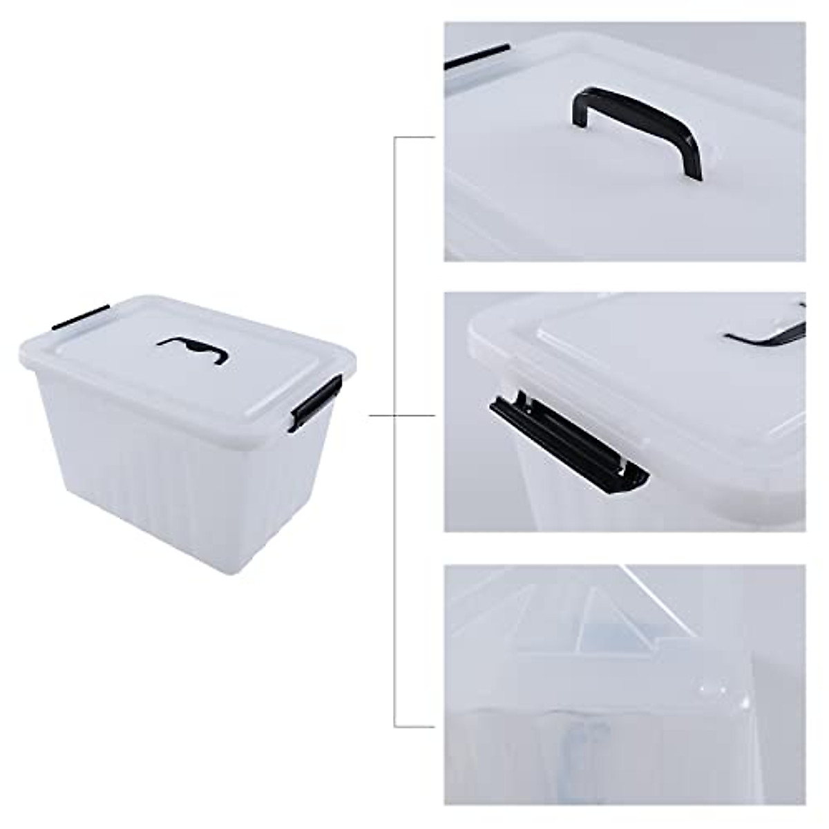 Farmoon 20 Quart Clear Latching Storage Bin with Handle, 4 Packs Plastic Storage Boxes