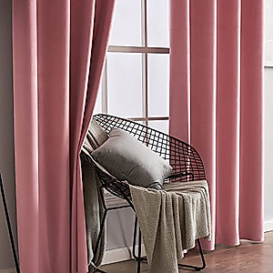 MIULEE Blush Pink Velvet Curtains Thermal Insulated Blackout Curtains/Grommet Window Drapes for Home Theatre/Girls Room/Wedding Decor 52 x 96 Inches Set of 2 Bundle Back Tab Velvet Curtains 2 Panels
