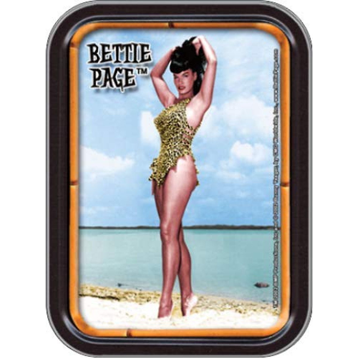 Stash Tins Beach Bettie Page Storage Container 4.37" L x 3.5" W x 1" H