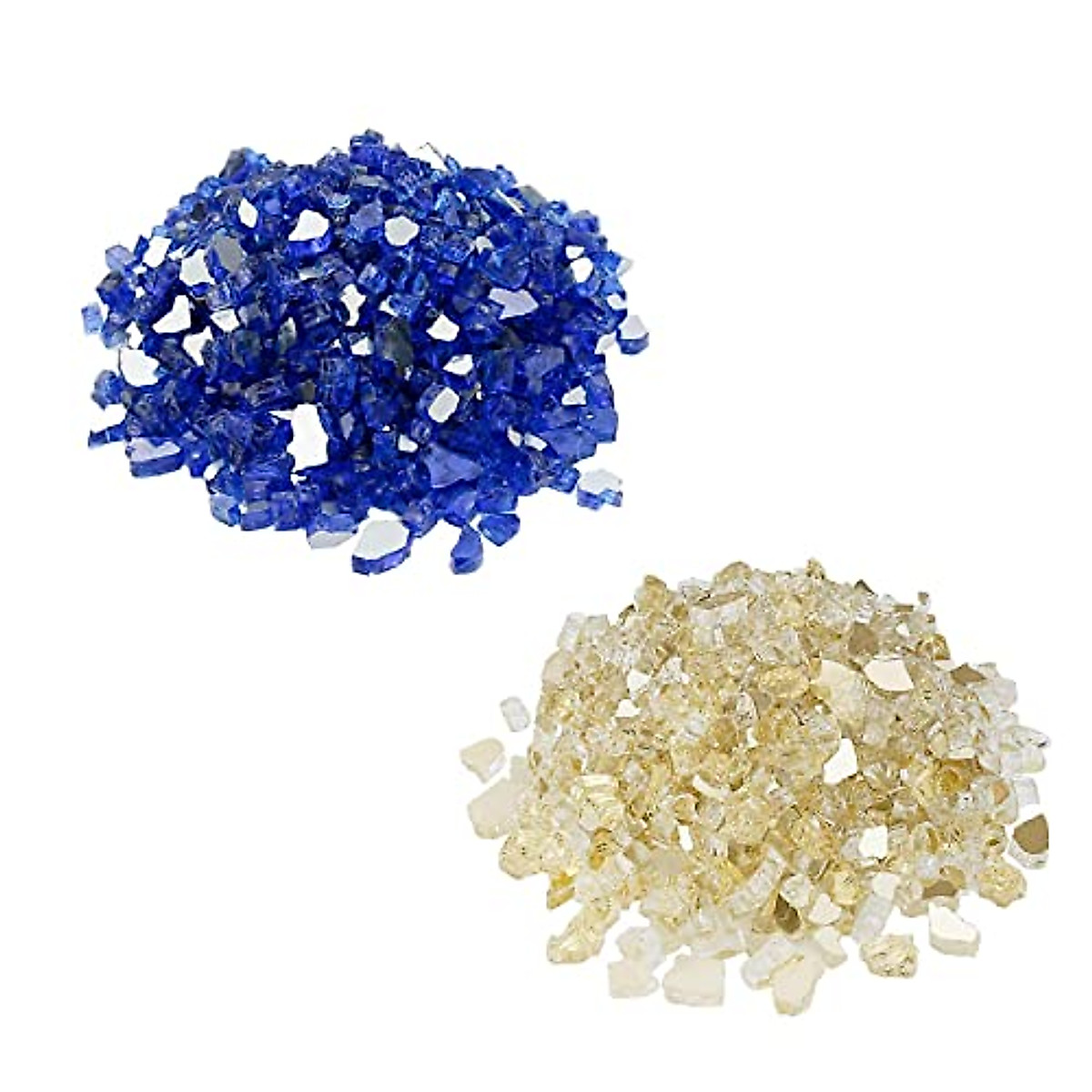 Grisun Fire Glass for Fire Pit, 1/2 Inch Mix 20 Pounds High Luster Reflective Tempered Glass Rocks for Natural or Propane Fireplace, Safe for Outdoors and Indoors Firepit Glass