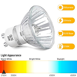 Bobolyn GU10 Halogen Bulb Wax Melt Burner Warmer Replacement Bulbs Warm White 120V 25Watt 2 Pack