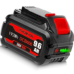 TenHutt 9.6Ah Replace Battery for Dewalt 60V Flexvolt Battery Max for 20V/60v Dewalt Cordless Power Tools DCB606 DCB612 DCB206 DCB204 Li-ion Battery High Capacity【3rd-Version】