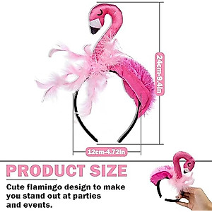 Mikily‘s Flamingo Headband for Women, Feather Flamingo Costume Headband for Girls, Party Hat Headband for Adults, Pink