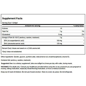 Swanson Omega 3 Fish Oil Supplement Heart Brain and Joint Support GMO-Free EFAs 180 mg EPA Plus 120 mg DHA 150 Softgel Capsules Lemon Flavor (2 Pack)
