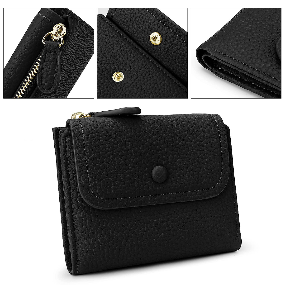 YALUXE Small Wallets for Women Vegan Leather Mini Coin Purse with Coins Zipper Pocket and ID Card Holder