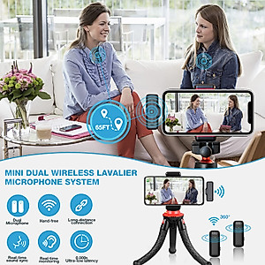 RTOGM Dual Wireless Lavalier Microphone for iPhone Video Recording & Live Streaming, Plug & Play, Active Noise Cancellation, Lapel Mics for TikToker, Vlogger & Youtuber - No Need App/Bluetooth