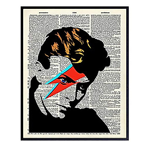 David Bowie Unframed Dictionary Wall Art Print - Great Gift for Rock n Roll Music Fans - Chic Home Decor - Ready to Frame (8x10) Photo - Ziggy Stardust