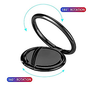 Double Ring Cell Phone Holder Stand, Universal Metal Phone Grip Talk Finger Ring Kickstand Round Mount for Magnetic Car Mount Compatible Smartphone Glossy(Rose Gold), diameter 3.5cm