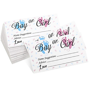 50 Pieces Gender Reveal Party Voting Cards, Boy or Girl Vote Gender Reveal Game Cards for Baby Shower Party Supplies, Blue and Pink, 3.5 x 2 Inches