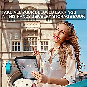 Transparent Jewelry Storage Book Earring Organizer, Jewelry Organizer Travel Earring Case Album Jewelry Container Jewelry Bags, Make Jewelry Organized and Prevent Oxidation(70 Grids+60 Zipper Bags)