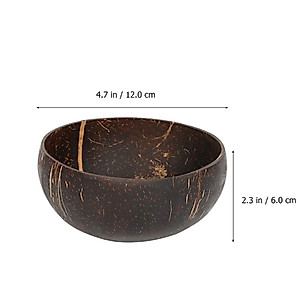 Hemoton coconut bowl with spoons，smoothie bowls Fruit Salad Bowl Buddha Bowl Kitchen Utensils (Natural)