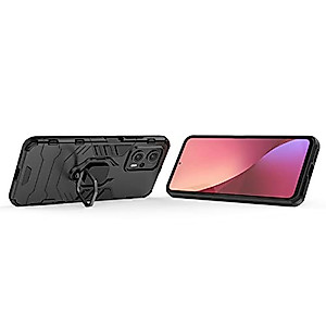 Compatible with Xiaomi Poco X4 GT Case Kickstand with Tempered Glass Screen Protector [2 Pieces], Hybrid Heavy Duty Armor Dual Layer Anti-Scratch Phone Case Cover, Black