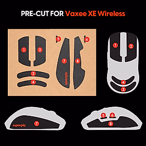 Pulsar Gaming Gears SUPERGRIP Griptape Set for VAXEE XE Wireless Sweat Absorbing High Performance Anti Slip 3M Adhesive no Residue Mouse Grip Tape Ultra-Thin 0.5mm (0.02in)