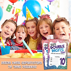 YQV 10th Birthday Party Invitations, 20-Count Fill-in Style Birthday Party Invites With Envelopes-HBYQK-B34