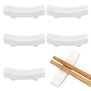 OLYCRAFT 6Pcs White Ceramic Spoon Rest Ceramic Stable Small Spoon Rest Coffee Spoon Rest Porcelain White Spoon Holder Chopsticks Stands Utensil Holder for Kitchen Counter Dining Table Decor