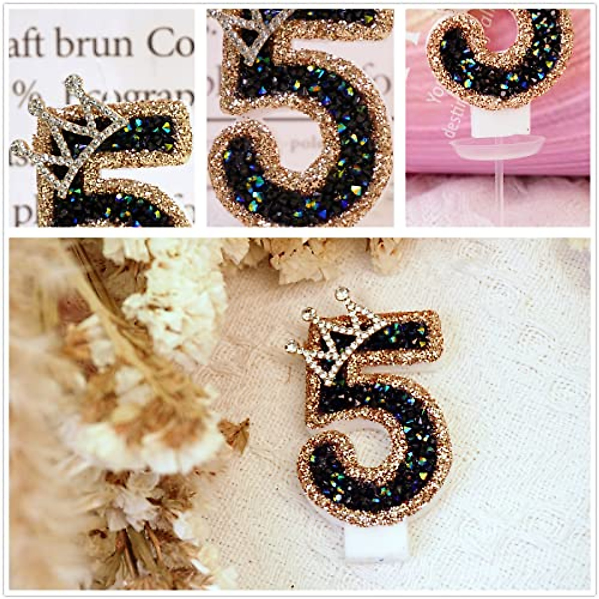 Saododku Birthday Candles for Cake, 0123456789 Number Candles for Birthday Cakes with Sparklers, 3.15" Large Cake Candles for Baby Girl/Boy Birthday, or Wedding Party Decorations(5#)