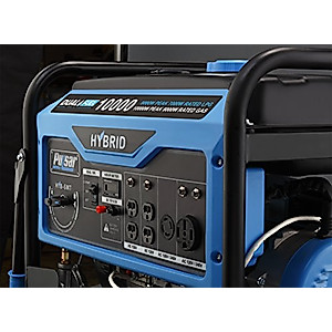 Pulsar PG10000B16 Portable Dual Fuel Generator-8000 Rated 10000 Peak Watts-Gas & LPG Electric Start-Switch-&-Go Build in, RV Ready-CARB Compliant, 10, 000W, Black