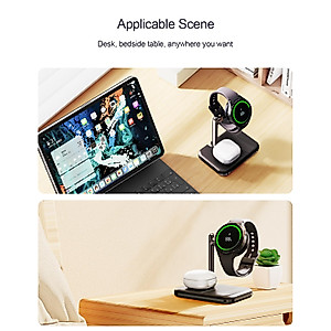 MAKAQI 2 in 1 Charger Stand for Samsung Watch and Earbuds, Foldable Charging Dock Compatible With Galaxy Watch 7/6 Classic/5/5 Pro/5 Classic/4/3/Active 2/1 & Galaxy Buds 2/2Pro/Live