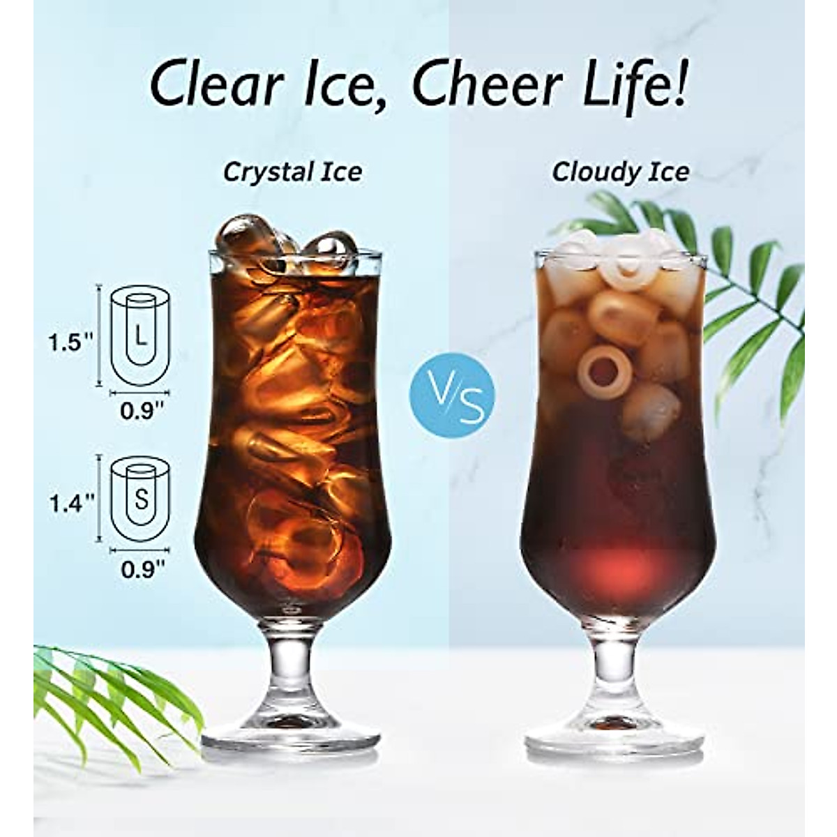 33Lbs Ice Maker Countertop, 10 Ice Cube Ready in 8-9 Mins, Crystal Clear Ice, 33Lbs/24H, Self-Cleaning Clear Ice Maker Machine, 2 Sizes Ice Cube Maker, Ice Scoop/Basket/Hook, for Home Camping Party RV