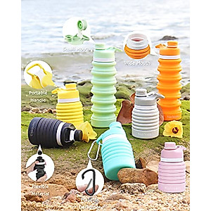 Nefeeko Collapsible Water Bottle, 26oz Silicone Foldable Water Bottles Leakproof BPA Free Travel Water Bottles with Carabiner, Portable Sport Water Bottles for Camping,Hiking Outdoor Indoor Sport