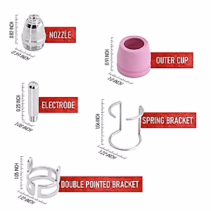 RX WELD 52Pcs Plasma Cutter Torch Consumables Electrode Nozzles Cups Kit Galvanized Copper Ceramic AG-60 Consumables