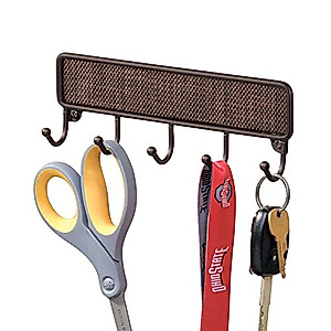 iDesign Twillo Steel Wall Mount 4-Hook Key Rack - 8" x 1.25" x 2.75", Bronze