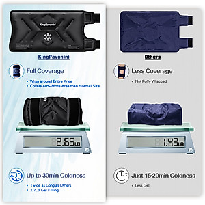 XXL Knee Ice Pack Wrap Around Entire Knee After Surgery, Reusable Gel Ice Pack for Knee Injuries, Large Ice Pack for Pain Relief, Swelling, Knee Surgery, Sports Injuries, 2 Pack (Black)