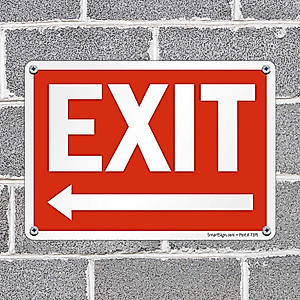 "Exit" Sign with Left Arrow by SmartSign | 10" x 14" Plastic